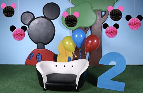 Minnie Birthday Party Decorations - Minnie Inspired Honeycomb Hanging Mouse Ears - Cartoon Mouse Birthday Decorations - 6 Minnie Honeycomb Balls by Jolly Jon (Honeycomb Only)