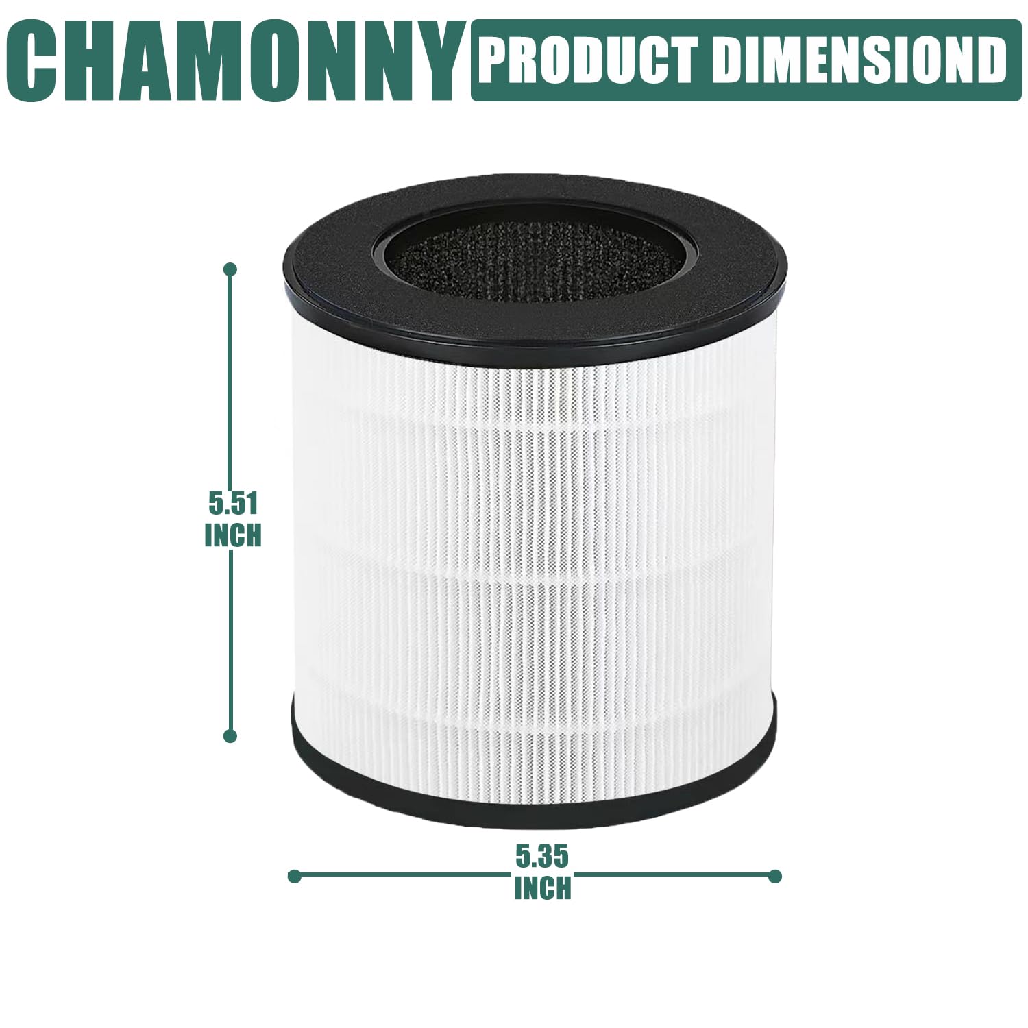 CHAMONNY B-D02U Filter Replacement, Compatible with VEWIOR B-D02U Air Purifier and MOO-KA B-D02L and KOIOS B-D02L Air Purifier, 3-in-1 H13 True HEPA Filter and Activated Carbon Filter, 4Pack