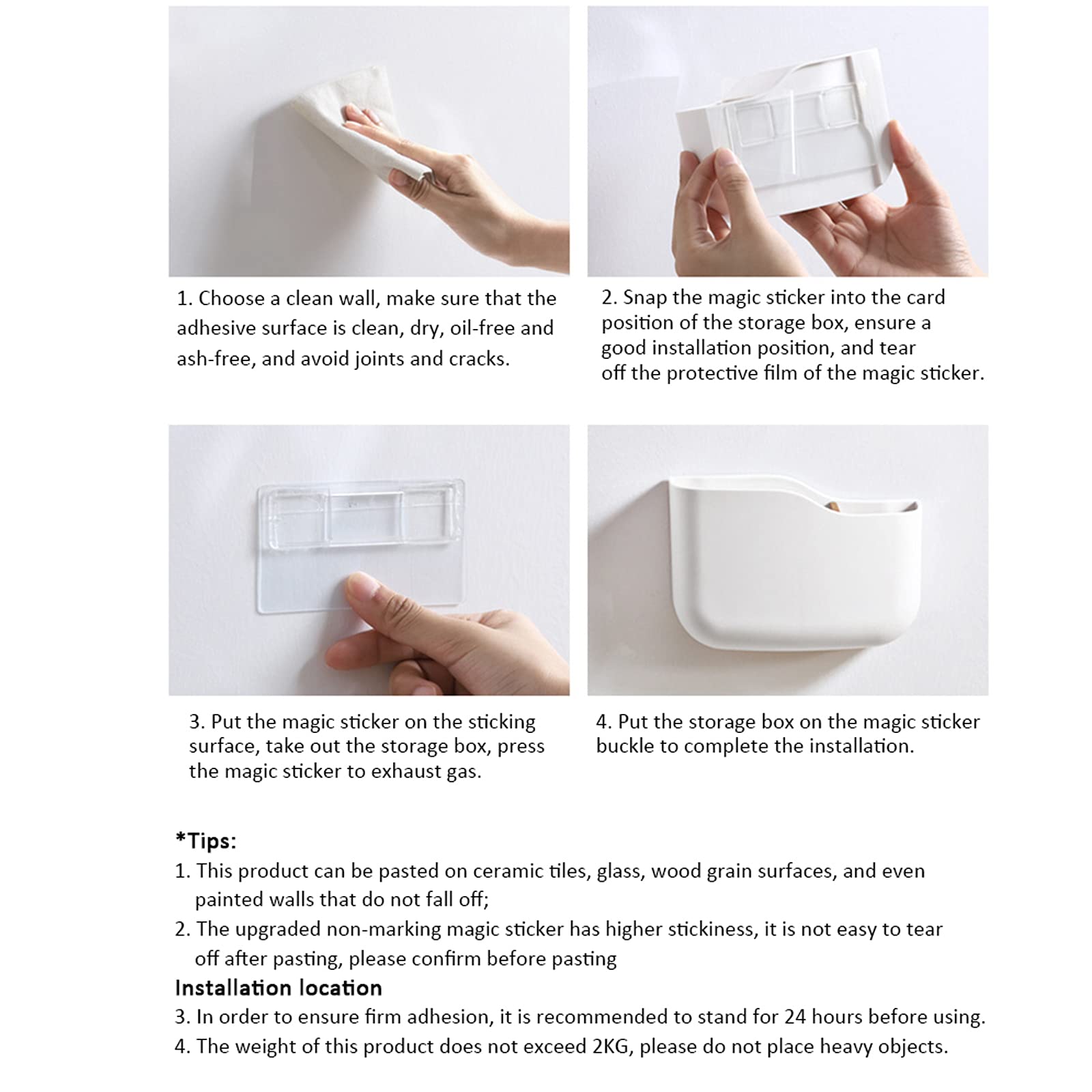 Ismeally Universal Multi-function TV Remote Control Air Conditioner Storage Box With Partitions Wall-mounted Phone Plug Holder Stand Container, Adhesive,Hole-Free,No Drilling
