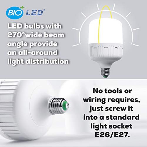 Bioled 20W, E26, 3 Pack, Daylight(5000K), 200 Watt Equivalent, LED Light Bulbs, IP40 Dustproof& Humudity Proof Light Bulbs, Commercial& Residental Bright LED Bulb, Work Light, Garage Light, Home Light