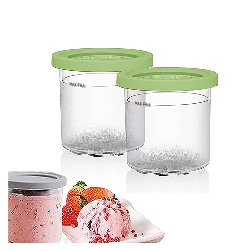 EVANEM 2/4/6PCS Creami Pint Containers, for Ninja Creami Pint,16 OZ Pint Containers with Lids Airtight and Leaf-Proof Compatible NC301 NC300 NC299AMZ Series Ice Cream Maker,Green-6PCS