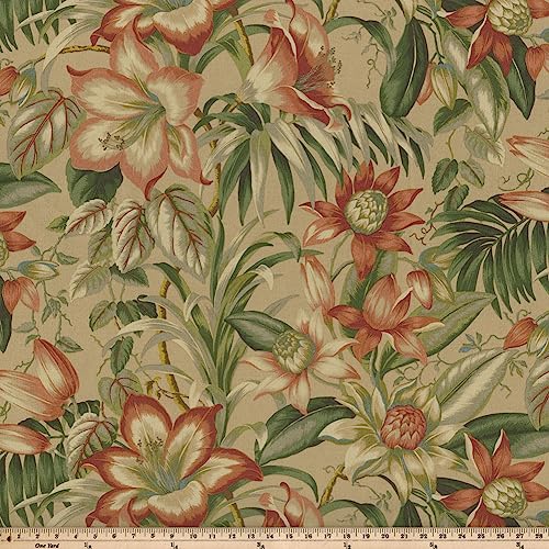 Pillow Perfect Tropic Floral Outdoor Throw Accent Pillow Plush Fill, Weather, and Fade Resistant, 2 Count (Pack of 1), TAN