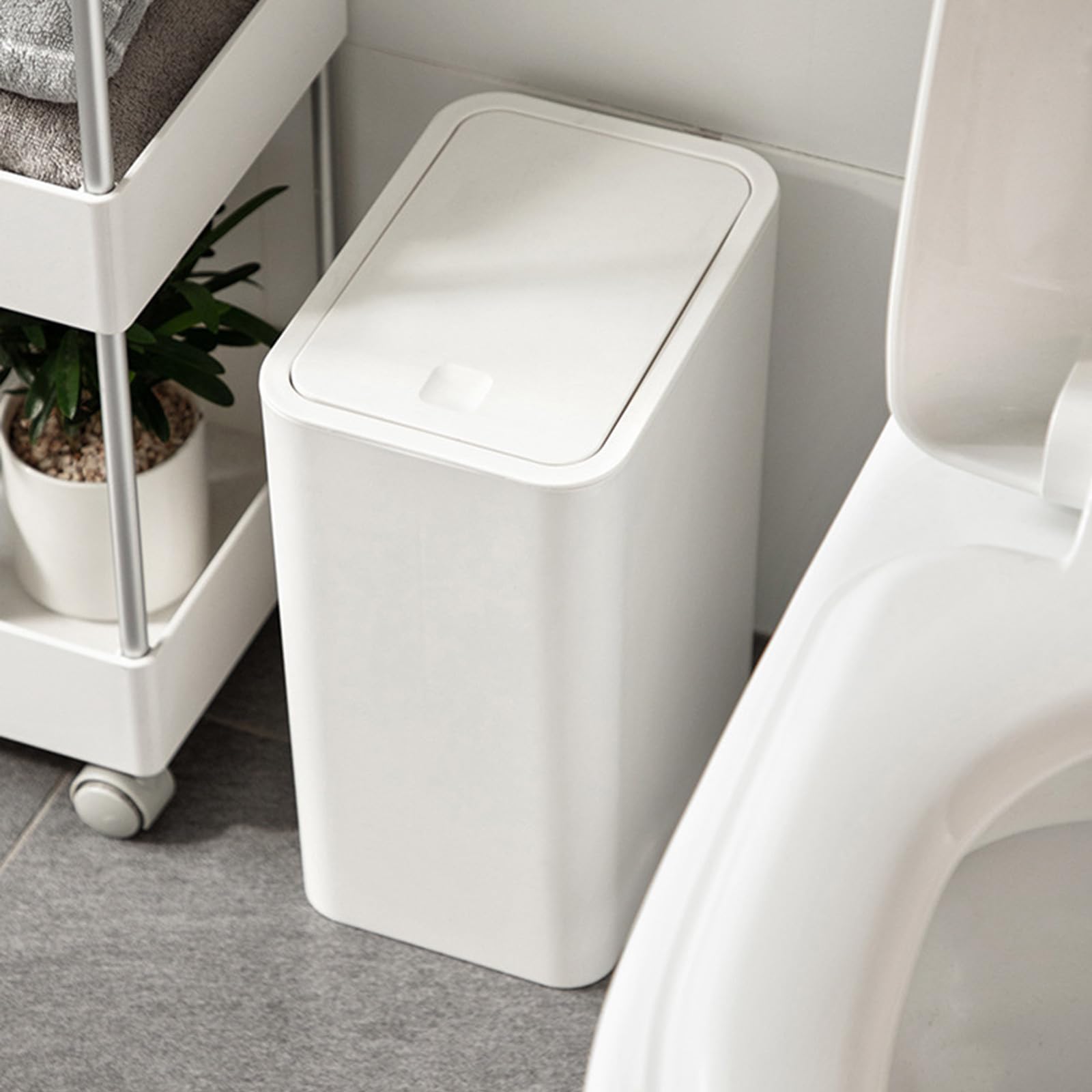 CENGNIAN Bathroom Trash Can with Lid, Small Garbage Can with Press Lid, Plastic Wastebasket with Popup Lid for Toilet, Office, Bedroom, Living Room