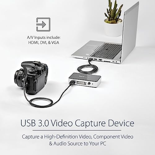 StarTech.com HDMI Video Capture Device - 1080p - 60fps Capture Card - USB Video Recorder - with HDMI DVI VGA, TAA (USB3HDCAP)