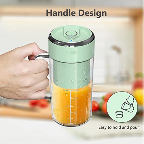 PKBD Portable Blender, Juicer with 15-Second Ice-Crushing Power, 8 Blades, Blender for Shakes and Smoothies,12 oz Easy-to-Clean Personal Blender with Charger, Straw, Cleaning Brush, Green
