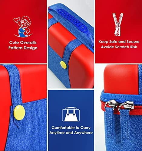 iVoler Carrying Storage Case for Nintendo Switch/Switch OLED Model,Portable Travel All Protective Hard Messenger Bag Soft Lining 18 Games for Switch Console Pro Controller & Accessories Red+Blue