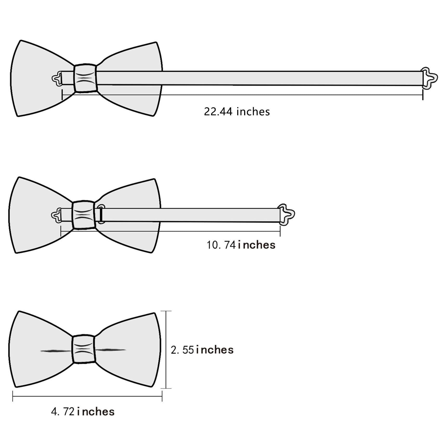 Barry.Wang Men Bow Tie Set Paisley Black Silk Pre-Tied Bowtie Pocket Square Cufflinks Formal Wedding Prom Party Tuxedo