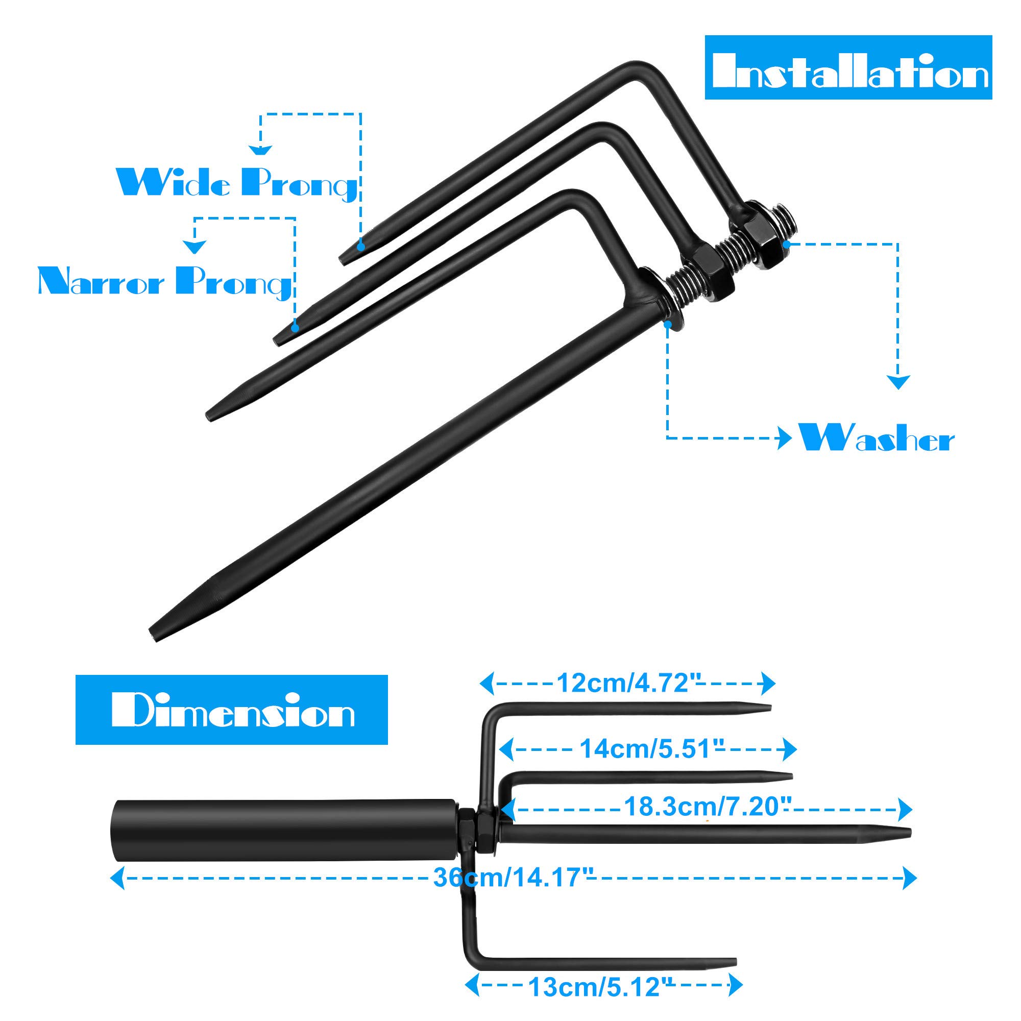 BRILLIHOOD 2 Pack of Outside String Light Pole, 9ft Sturdy 4-Prong Fork Pole Stand for Hanging LED Solar Bulbs for Patio, Backyard, Courtyard, Garden, Christmas, Café Wedding Light Décor