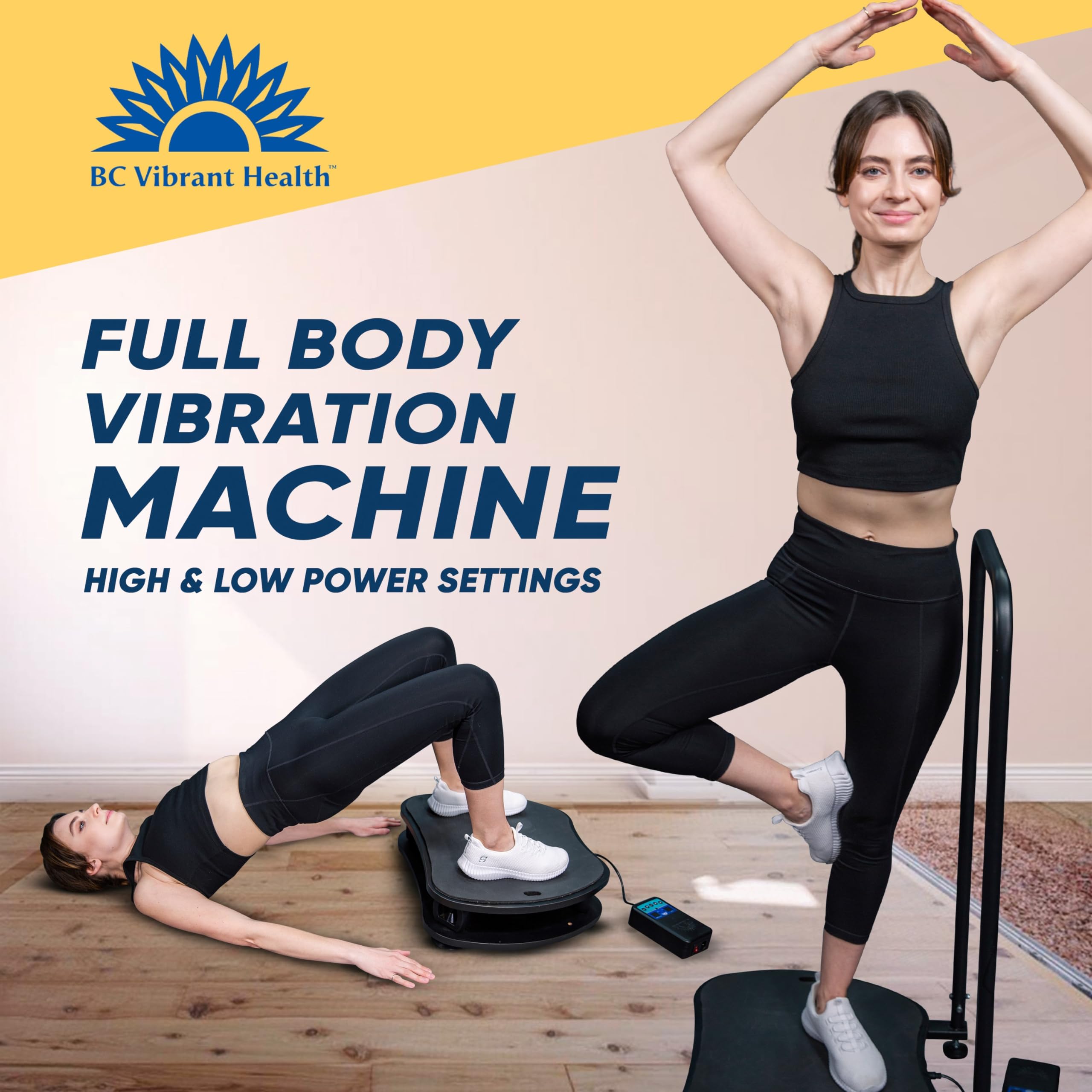 BC Vibrant Health Vibration Plate Exercise Machine Ultimate Vibe with Workout Poster - Whole Body Vibrating Plate Exercise Machine with Resistant Bands β Remote Control Included