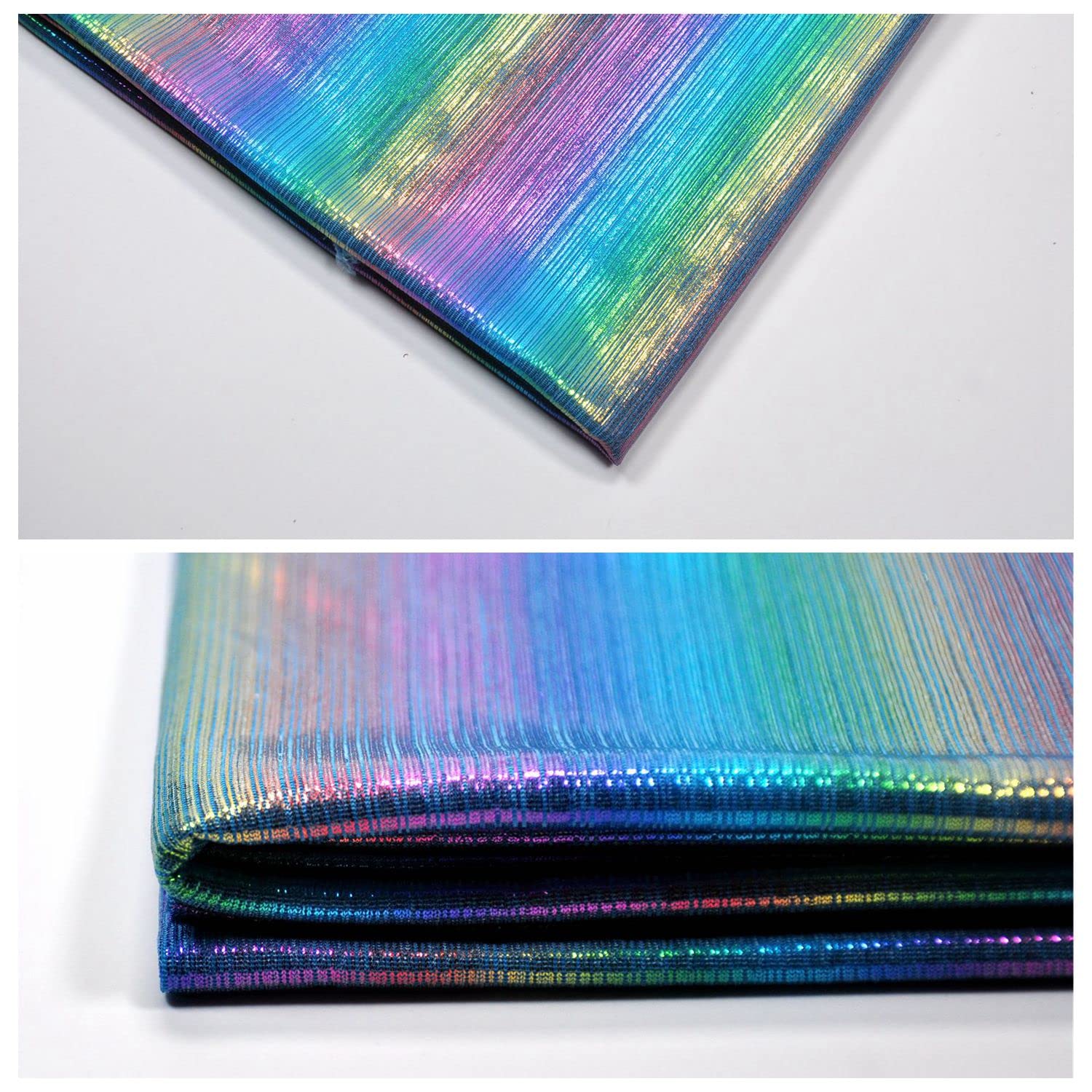 Shining Iridescent Hologram Laser Fabric Knit Crepe 58" Wide for Cloth Craft Upholstery by 2 Yards (72inch Sky)