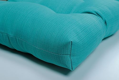 Pillow Perfect Forsyth Solid Indoor/Outdoor Wicker Patio Sofa/Swing Cushion Tufted, Weather and Fade Resistant, 19" x 44", Blue