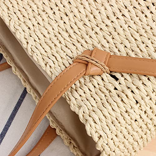 H.S.G.K Women's Summer Handbag Casual Multifunctional Shoulder Bags Straw Handbag Ladies Vintage Square Basket