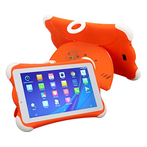 Cosiki WiFi Kids Tablet, 7 Inch 1280x800 Eye Protection Kids Tablet Orange for Reading (US Plug)