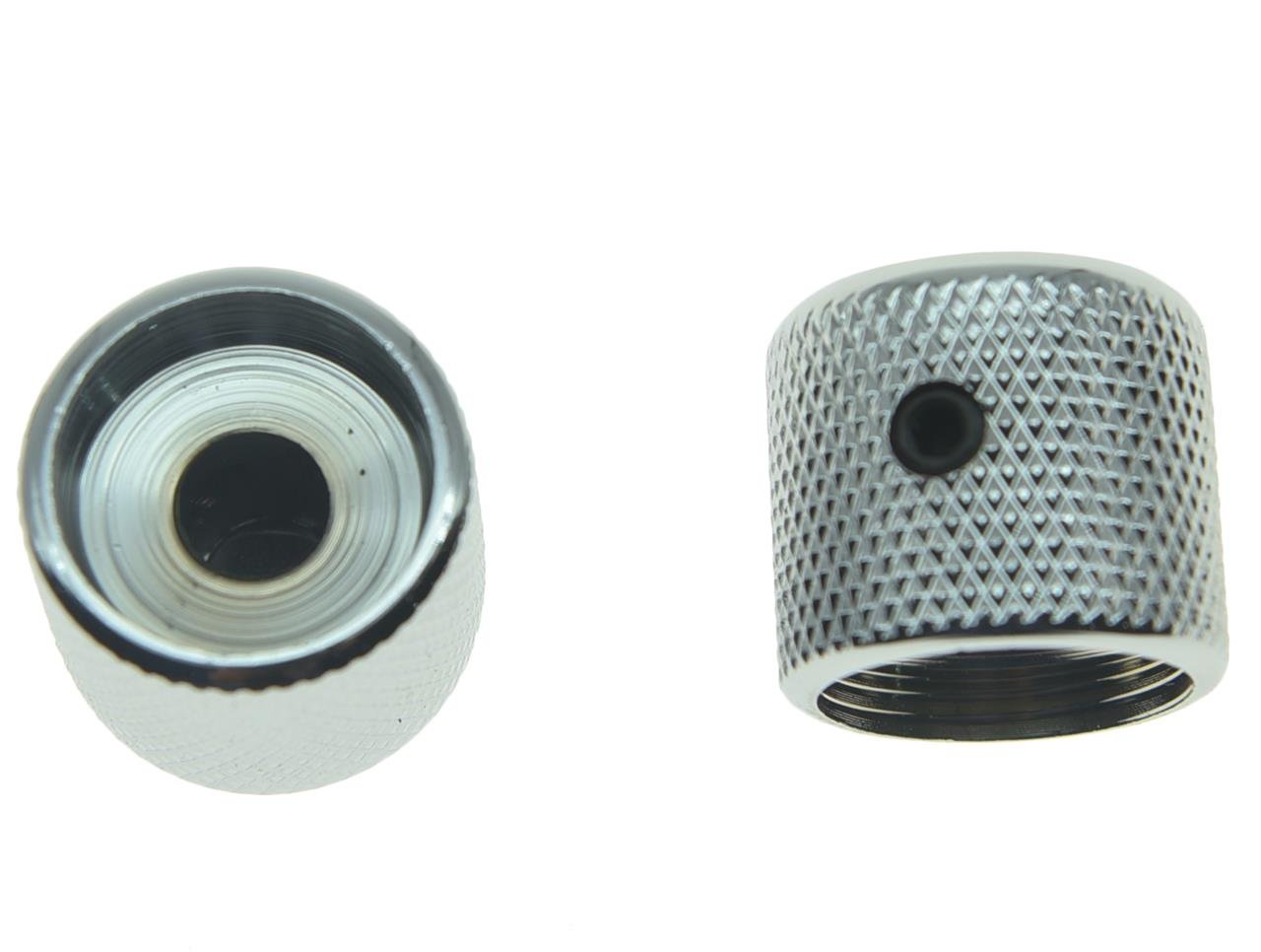 KAISH Set of 2 Black Pearl Top Guitar Dome Knobs with Set Screw for Tele Guitars Black Pearl Cap Bass Chrome Knobs