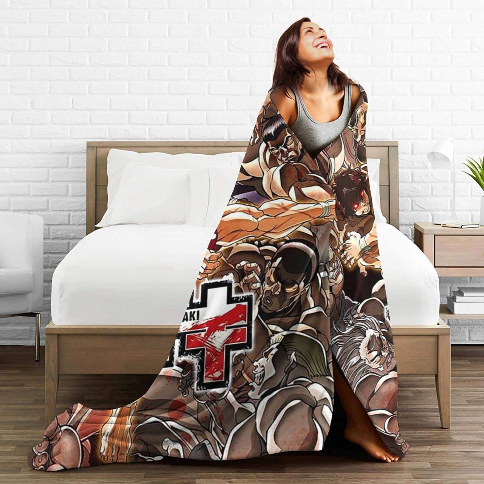 Anime Baki The Grappler Blanket Tapestry Sofa Office Bedroom Throw Blankets Super Soft Cozy Microfiber Blanket Bedding 40"X30"