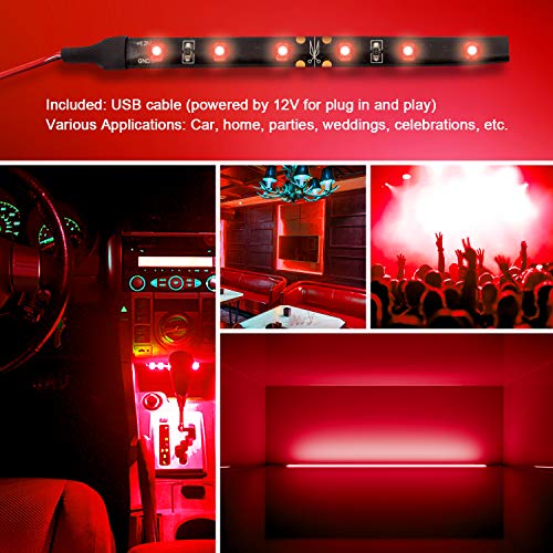 Pilot CZ-177R 12V Red Interior/Exterior LED Flexi Light Strips -12 Inches / 2 Strips- Cut to Fit - Multi-Purpose Automotive or Home Use, Water Resistant with Easy-Peel Tape Included