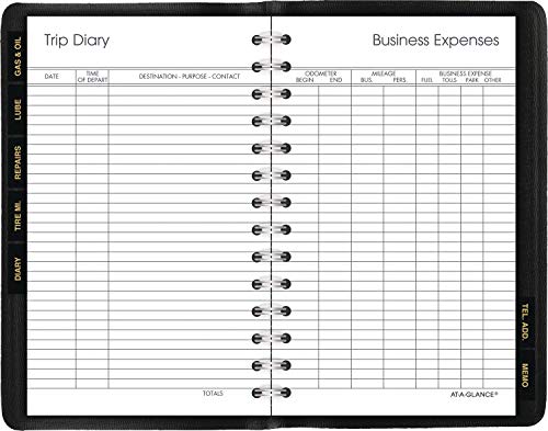 AT-A-GLANCE Auto Mileage Log Record Book, 3.75 x 6.12 Inches, Black (AAG8013505)