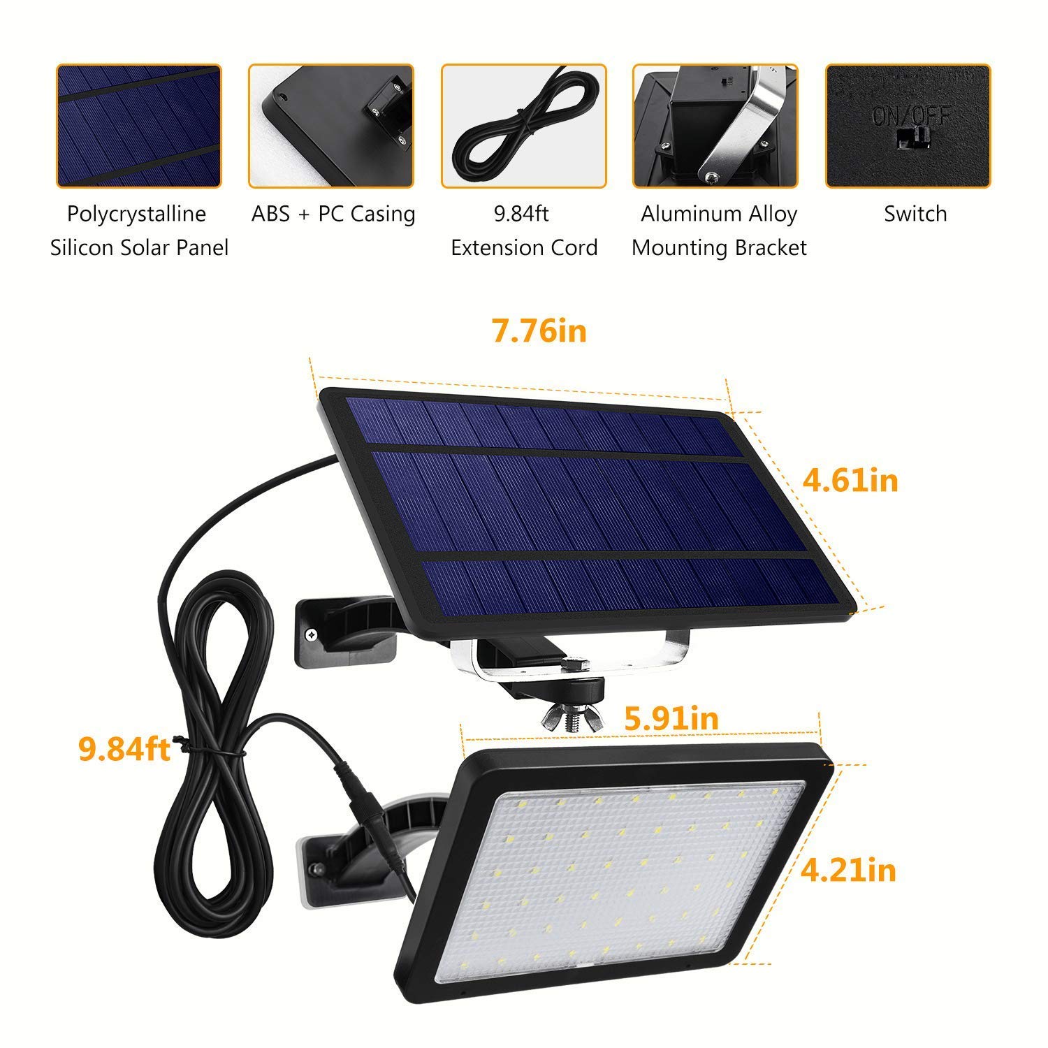 JACKYLED Bright 1000 Lumens 48 LED Solar Dusk to Dawn Light (Black) and 1800 Lumens 18 LED Solar Motion Sensor Lights Outdoor Solar Powered Spotlight for Garden Front Porch Door Barn Patio Garage