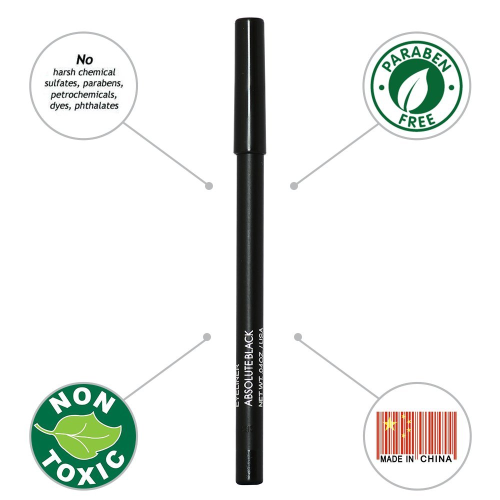 Shimarz Black Eyeliner Pencil for Women with Sensitive Eyes, Hypoallergenic, Smudgeproof Cats Eyes Results, 0.3 oz (Pack of 1)