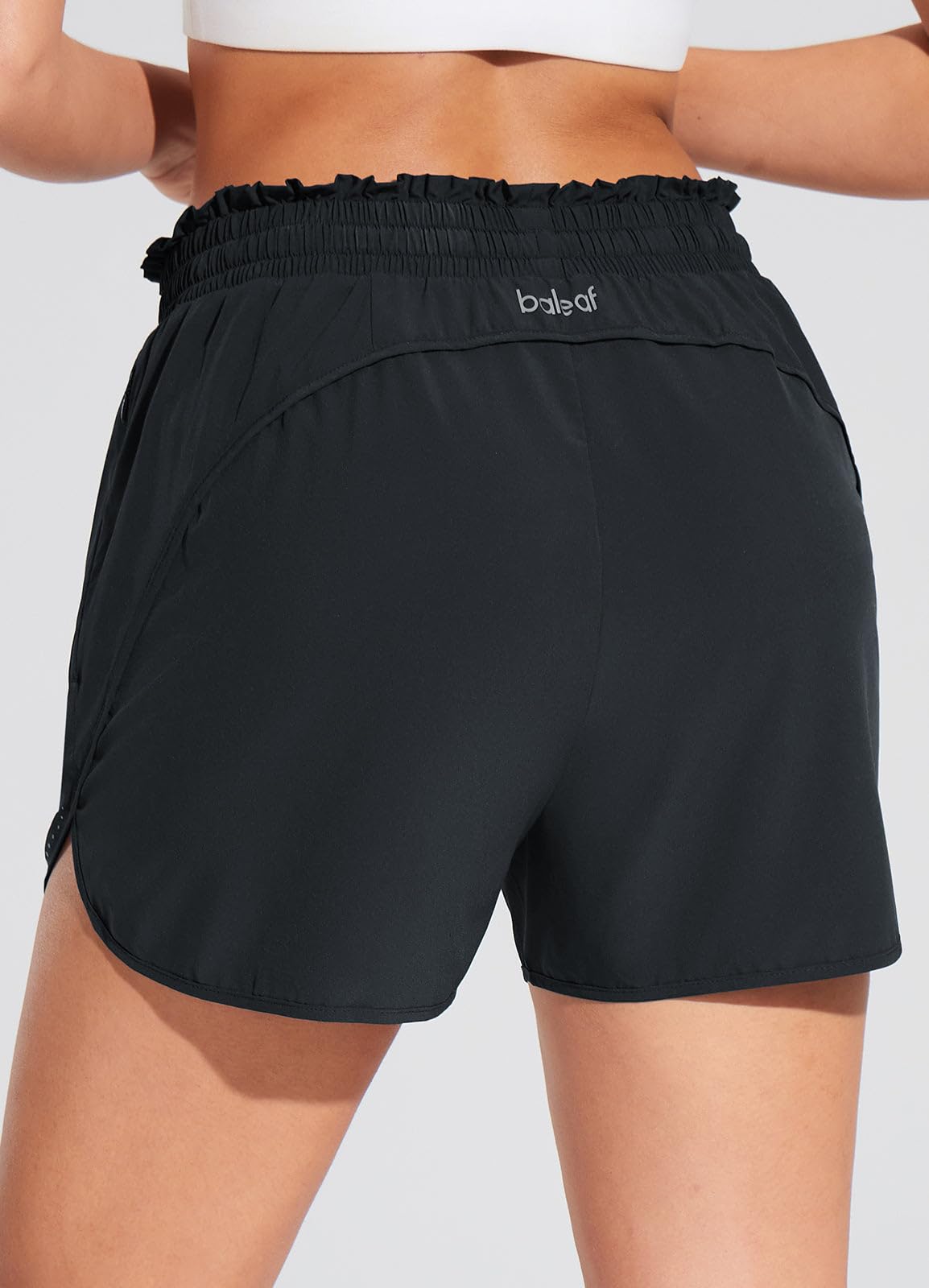 BALEAF Women's 4" Running Athletic Shorts Zipper Pockets Quick Dry Lightweight Shorts with Liner Workout Gym Sports Summer Light Blue Medium