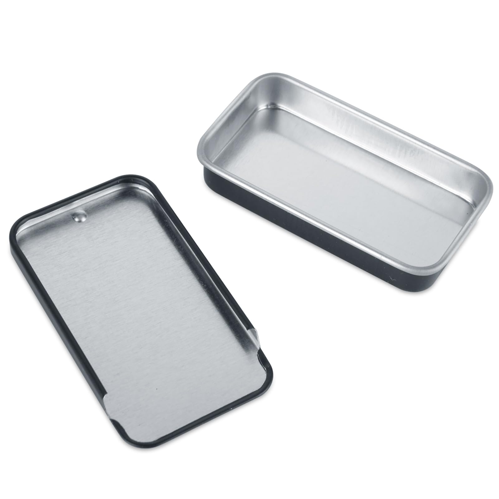 DAJAVE 100 Pack Metal Slide Top Tin Containers, 0.5 oz Mini Metal Tin Containers, Rectangle Metal Tin Box with Slide Lids for Lip Balm Jewelry Crafts Pills(Black)