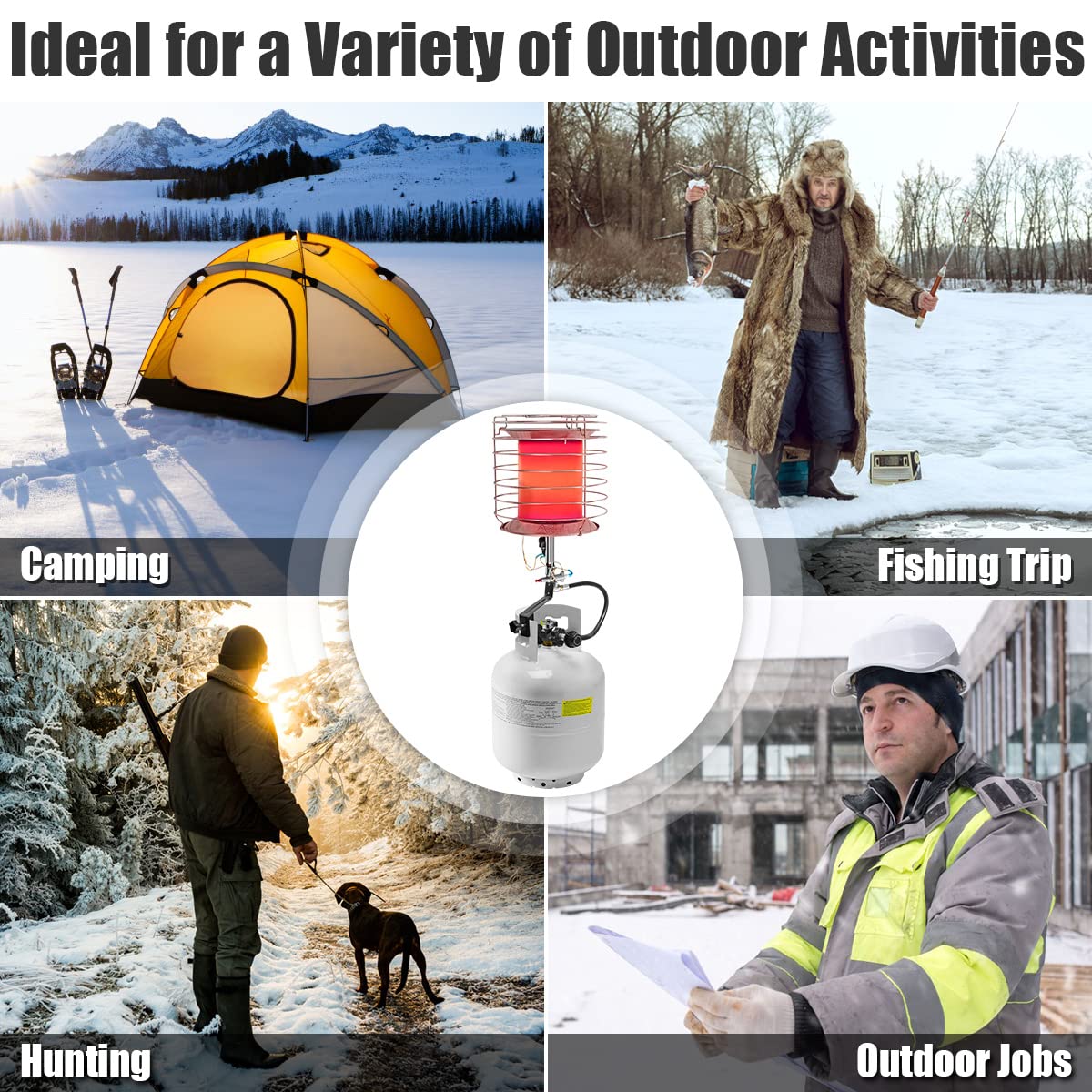 COSTWAY 360 Degrees Propane Tank Top Heater, 35,000-42,000 BTU Portable Propane Heater with Safety Shut-off and Tip-over Switch, CSA Certification for Outdoor, Camping (Propane Cylinder not Included)