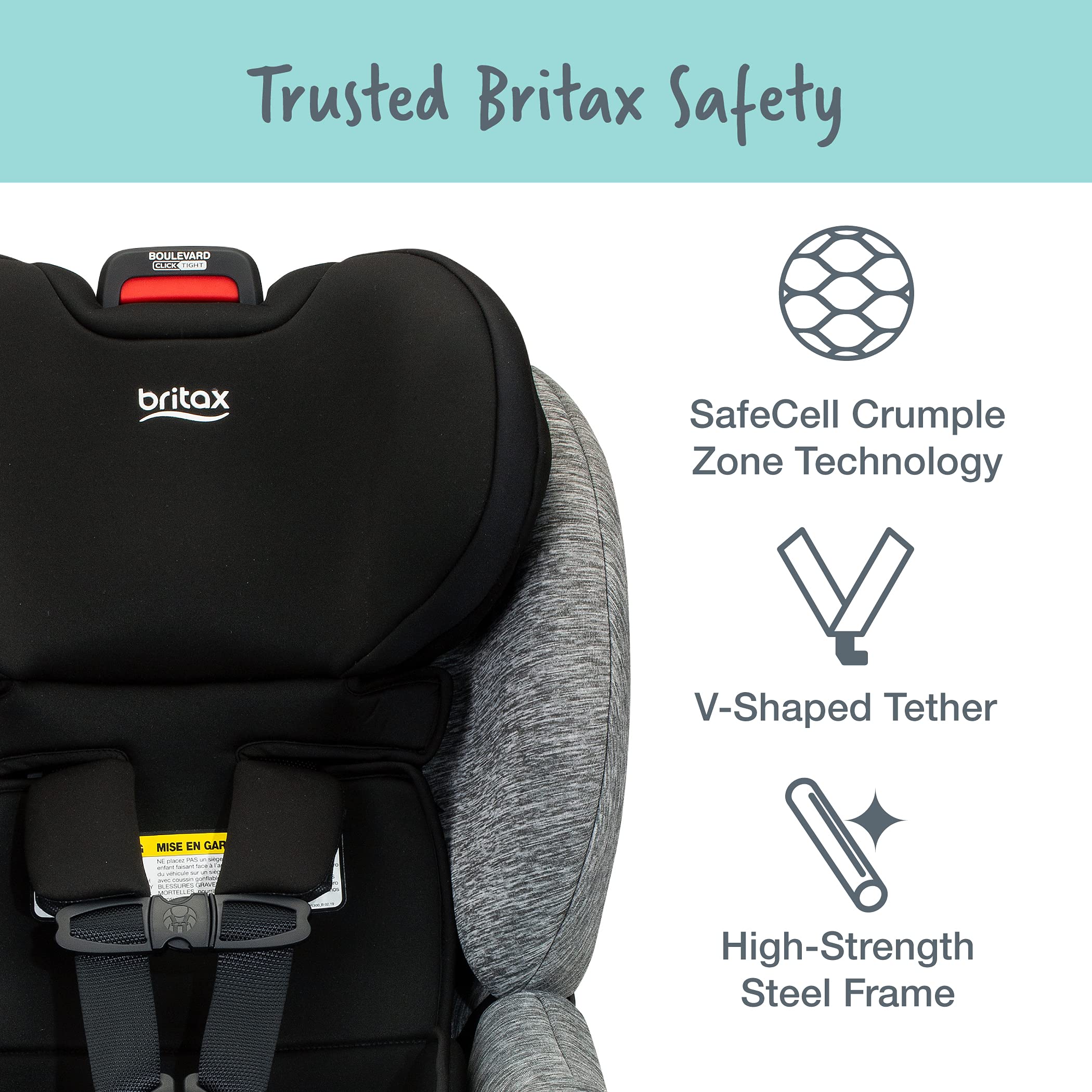 BRITAX Boulevard ClickTight Convertible Car Seat, Spark - Premium, Soft Knit Fabric [Amazon Exclusive]