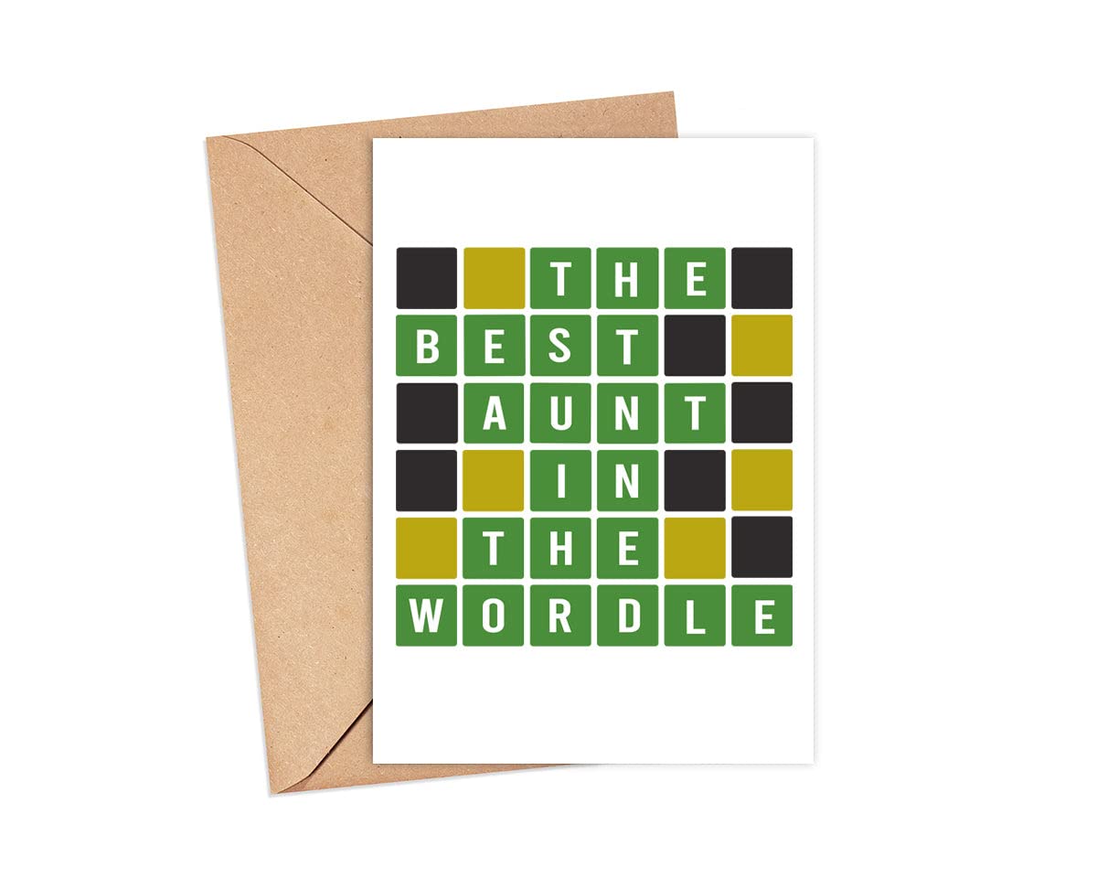 Wordle For Aunt Card - The Best Aunt In The Wordle - Aunt Gift Wordle - Wordle Themed Mothers Day Card - Wordle Card - Word Game - Birthday Aunt Card - Mothers Day Idea Gift- Wordle Lover- Aunt Card