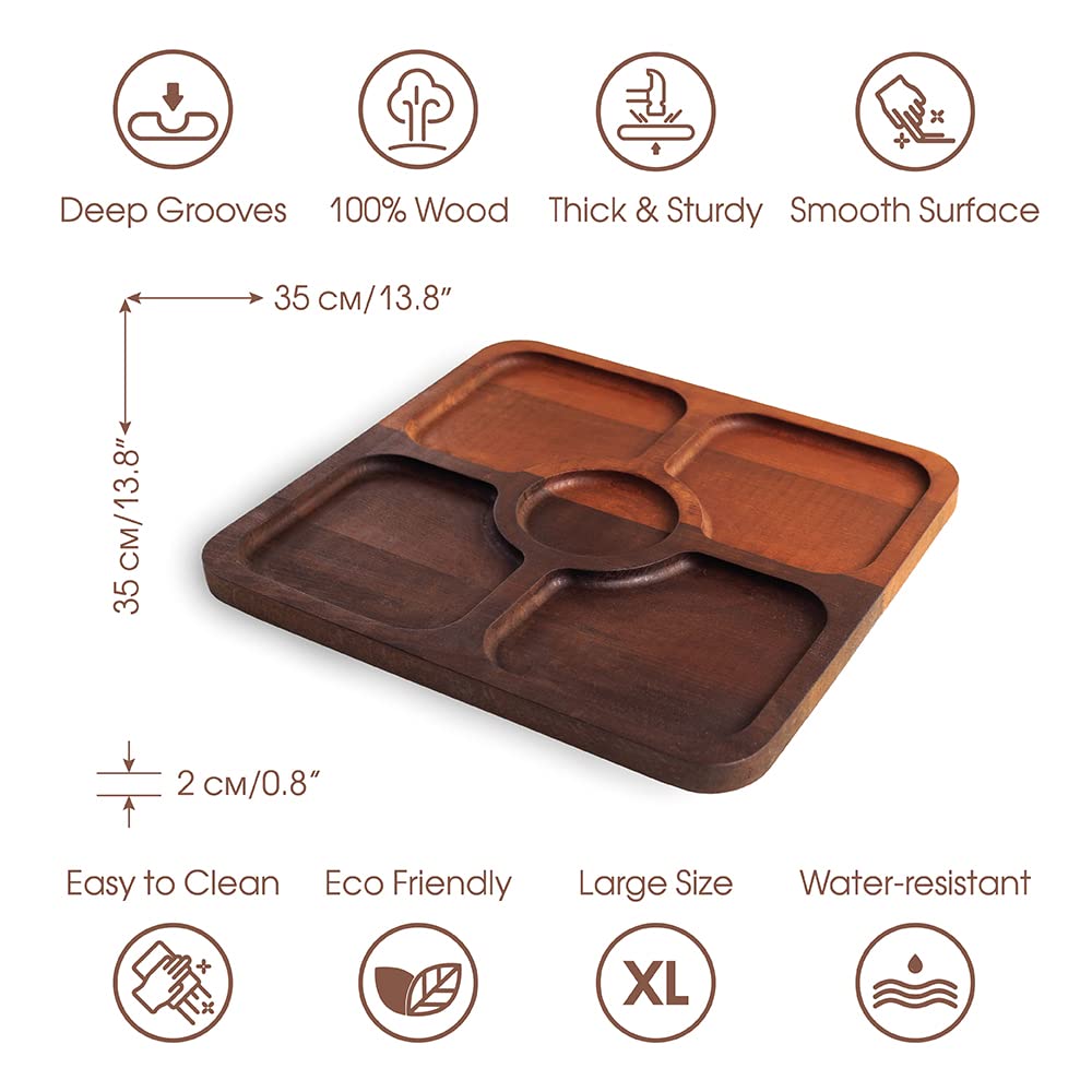 CG Home Heat-Treated Wooden Beech Large Cheese Board, Large Charcuterie Board Platter Unique Housewarming & Bridal Shower Gift Serving Solid Tray Sturdy & Durable