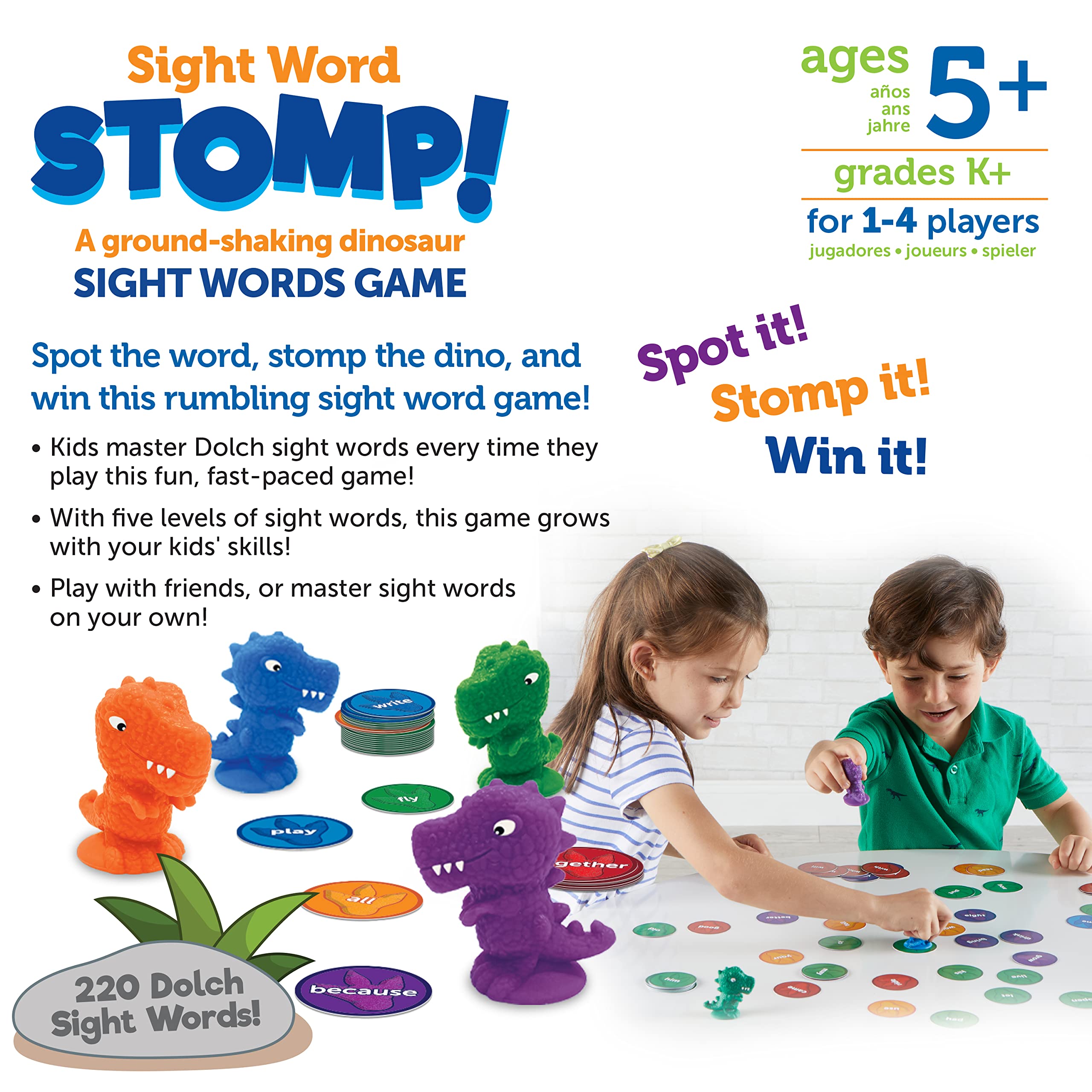 Sight Word Stomp!, Educational Indoor Games, Preschool Alphabet ,Toddler Brain Toys, Toddler Preschool Learning, 114 Pieces, Age 5+