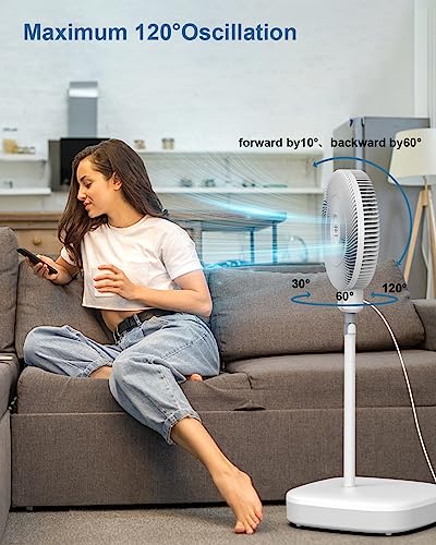 EVYON Standing Fan,15db Quiet Oscillating Fans for Indoors with Remote Controller, Negative Ion 12.8" DC Motor Economized Stand Up Fan Pedestal Fan, 36 Speeds 12H Timer 3 Modes Floor Fans for Home
