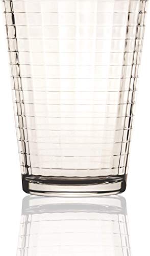 Circleware Matrix Juice Drinking Glasses, 4 piece Set, Heavy Base Tumbler Beverage Ice Tea Cups, Home & Kitchen Entertainment Glassware for Water, Milk, Beer, Whiskey Bar Decor, 7 oz, Clear