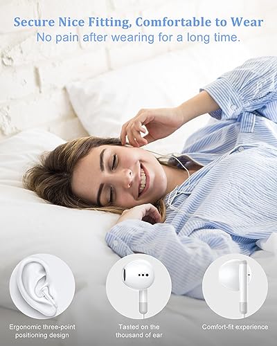Earbuds Wired for iPhone Lightning Earphones Apple headphones [Apple MFi Certified]Built-in Mic & Volume Control, No Bluetooth Required Compatible with iPhone 14/13/12/11/XS/X/8 Support All iOS System
