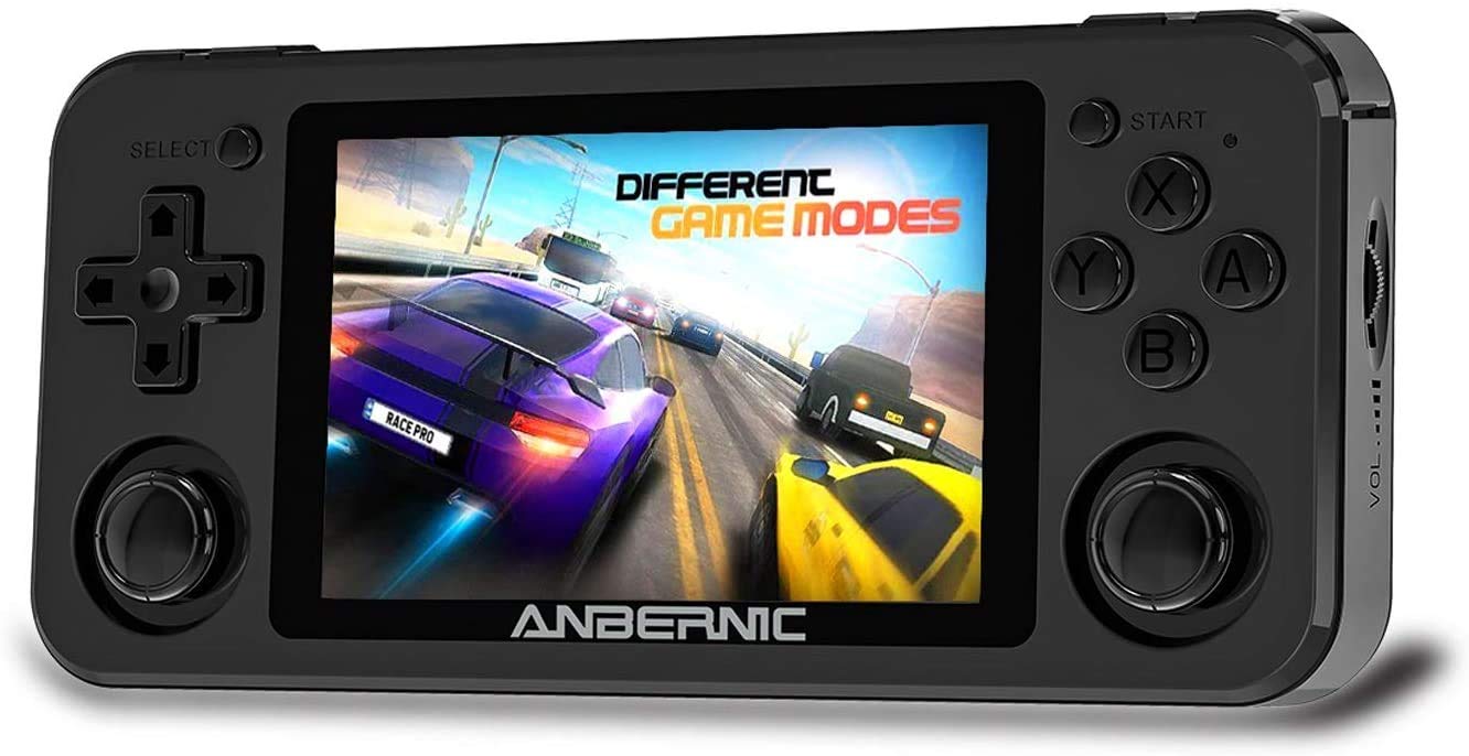 Voacle RG351P Handheld Game Console, Retro Game Console Open Linux Tony System RK3326 Chip 64G TF Card 2500 Classic Games 3.5 Inch IPS Screen (Black)