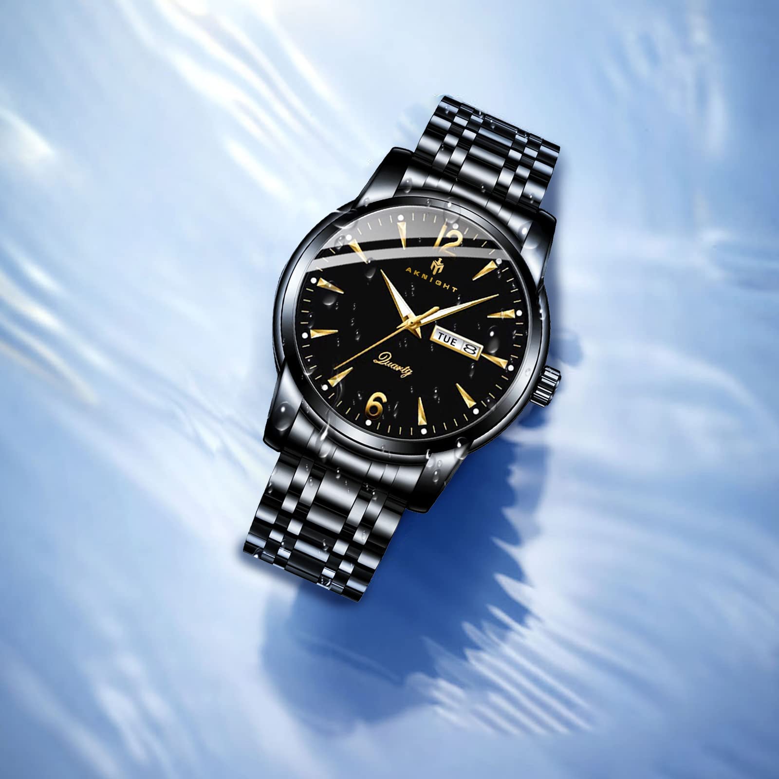 BY BENYAR AKNIGHT Watches for Men Quartz Movement Watch,Waterproof Luminous Men's Watch, Stainless Steel Strap Business Watches