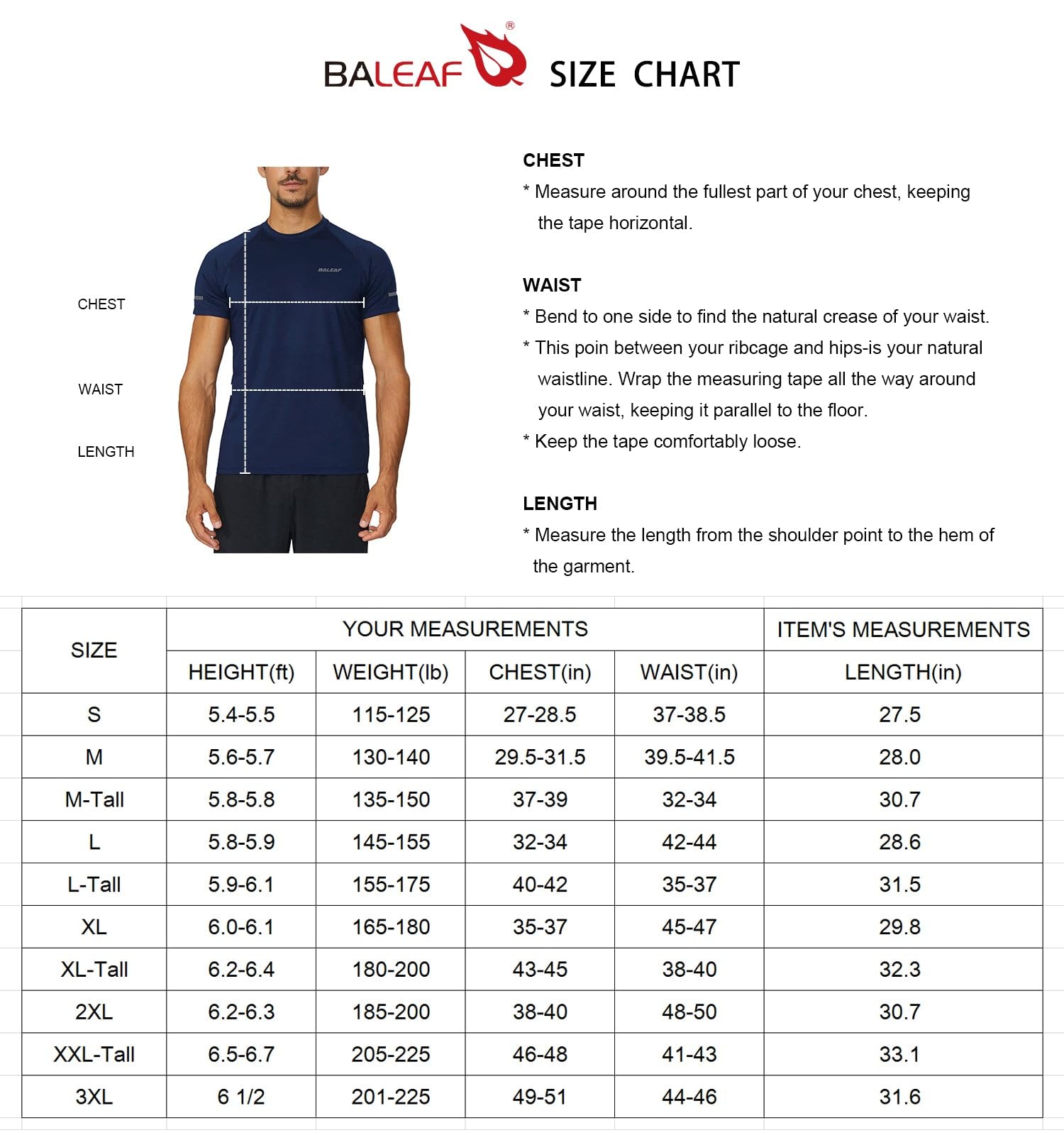 BALEAF Men's Quick Dry Short Sleeve T-Shirt Running Workout Shirts Heather Blue Size L