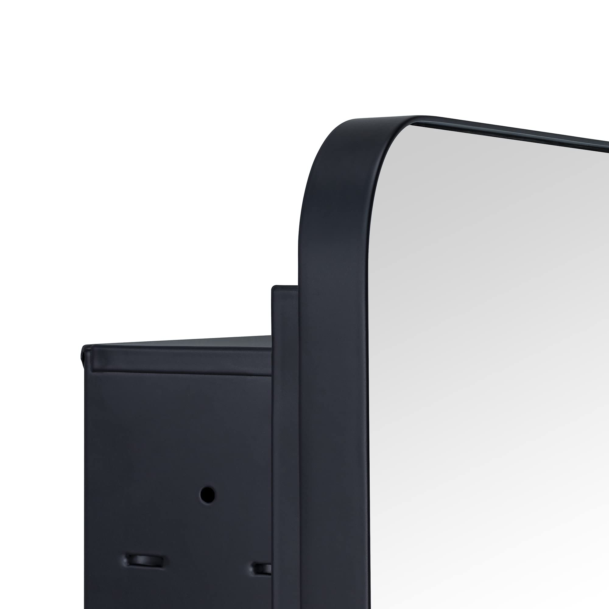 EGHOME Matt Black Rectangle Recessed Bathroom Medicine Cabinet with Mirror Stainless Steel Metal Framed Rounded Rectangular Bathroom Cabinet with Mirror 16.5x27.5''
