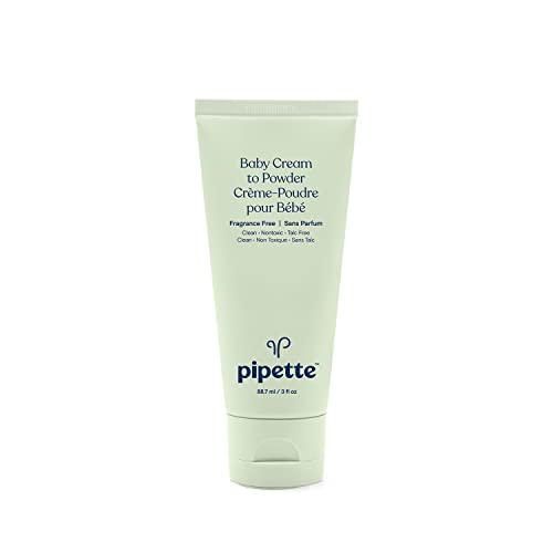 Pipette Baby Cream to Powder - Talc-Free Baby Powder, Keep Baby's Skin Happy, Squalane Helps Restore The Natural Balance of Baby’s Skin, Fragrance Free, 3 oz