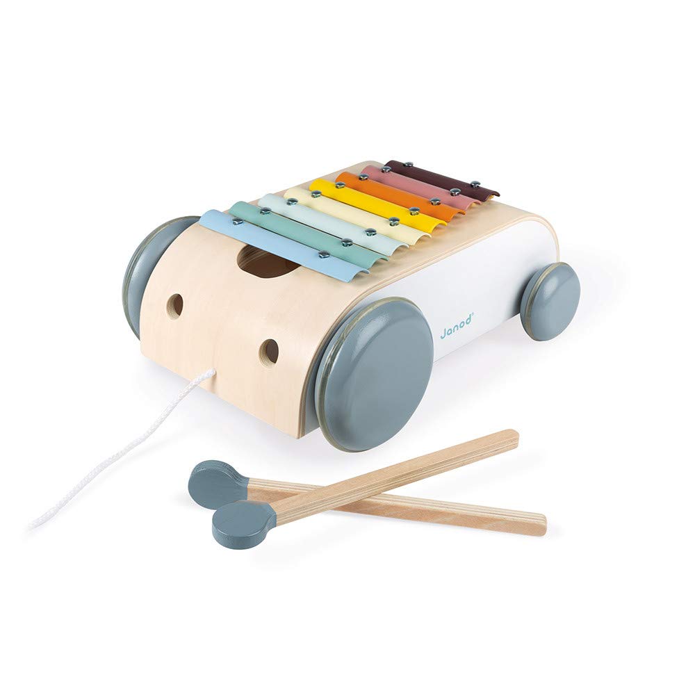 Janod - 2-in-1 Sweet Cocoon Xylo Roller Walking and Musical Toy - Ages 18 Months+ - J04406