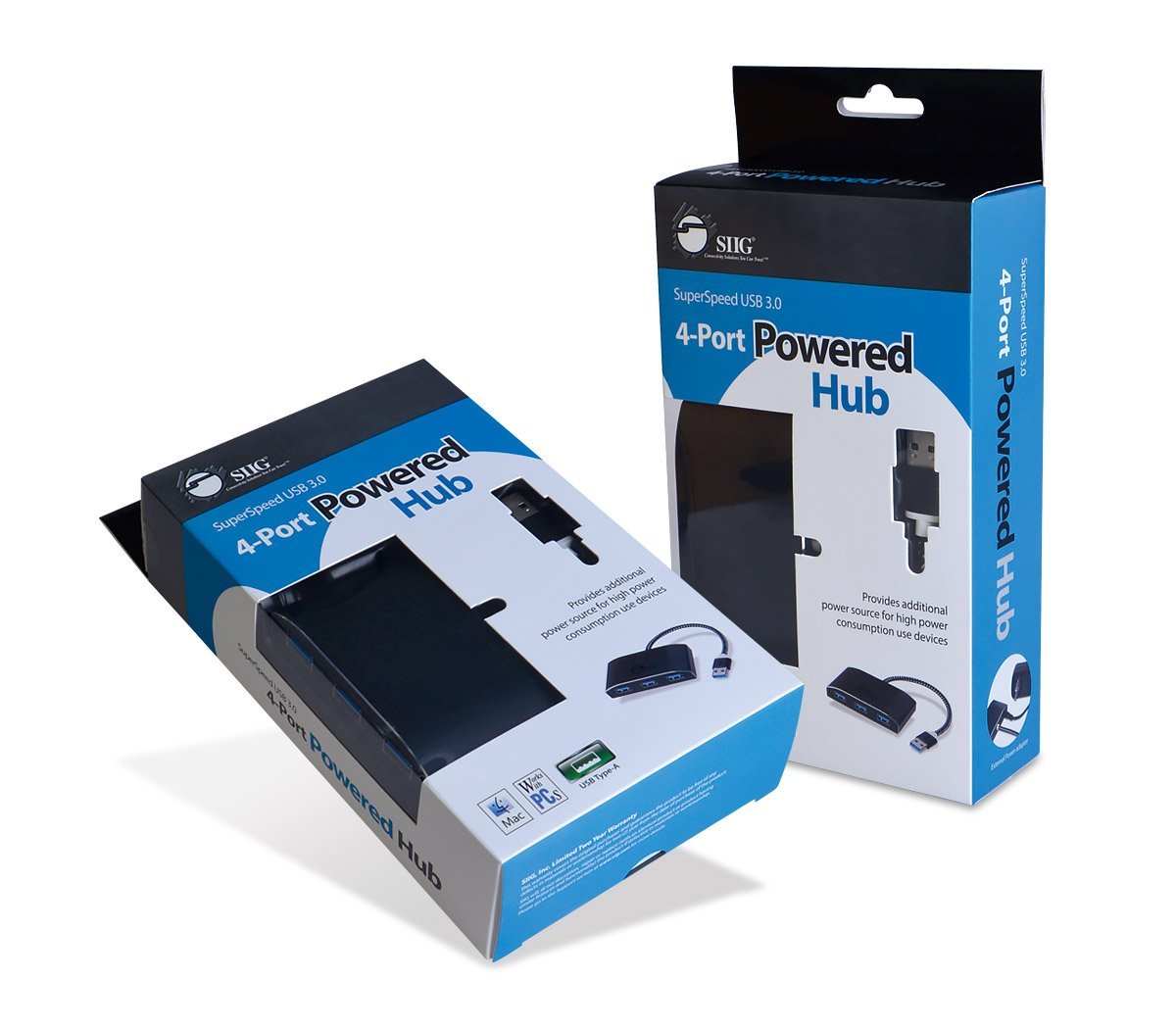 SIIG SuperSpeed 4 Port USB 3.0 Hub With 5V Power Adapter and Woven Braided USB - Powered Hub & Port Adapter