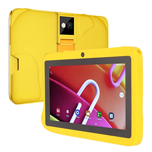 CHICIRIS Tablet, 6000mAh Battery Octa Core Processor 2.4G 5G Dual Band 4GB 128G Kids Tablet 100-240V Yellow with Study Support for Android 10 (Yellow)