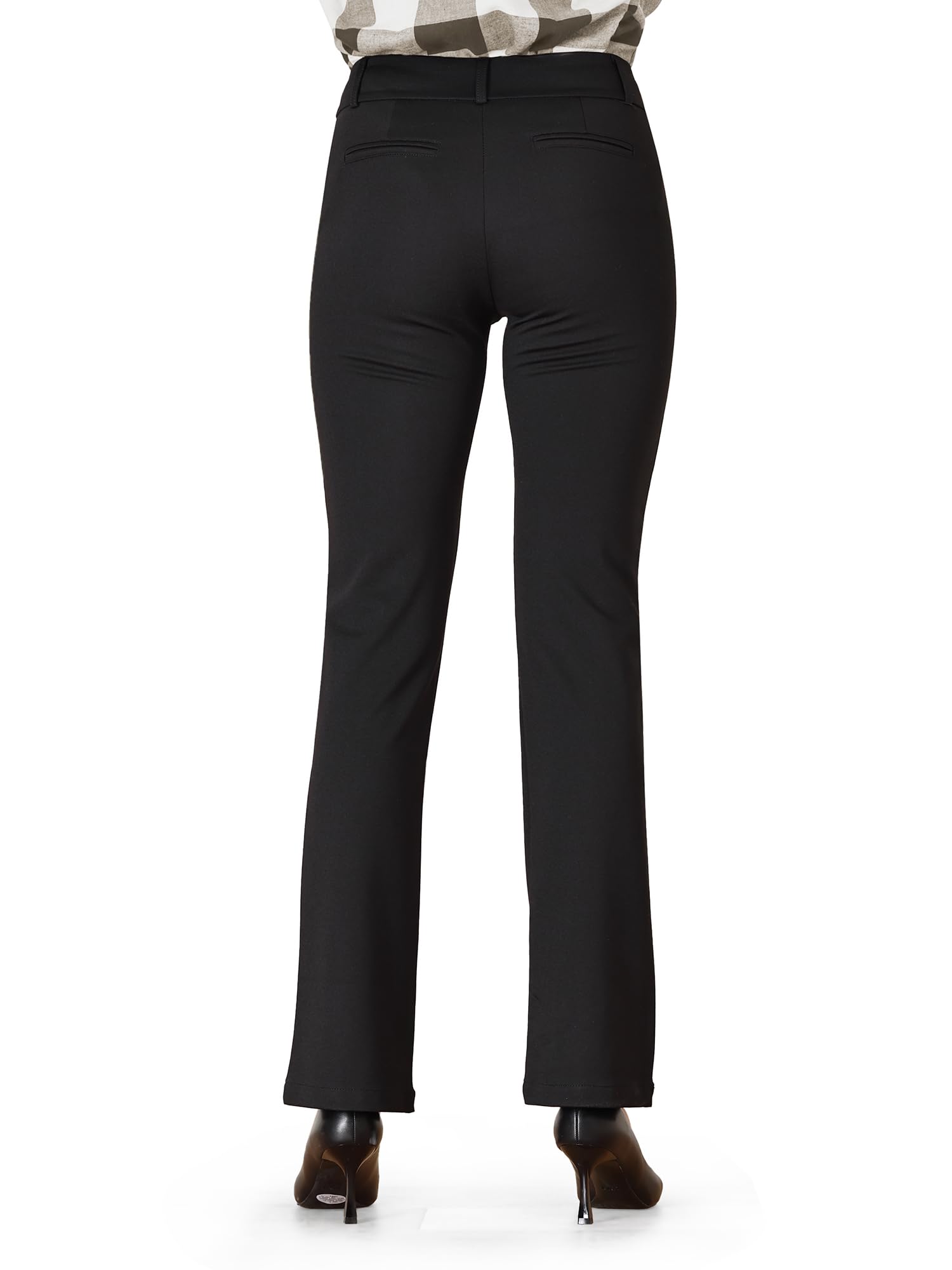 Balleay Art Women's Dress Pants Work Pull On Straight Leg Yoga Business Office Pants Long Casual Workout Slacks Black