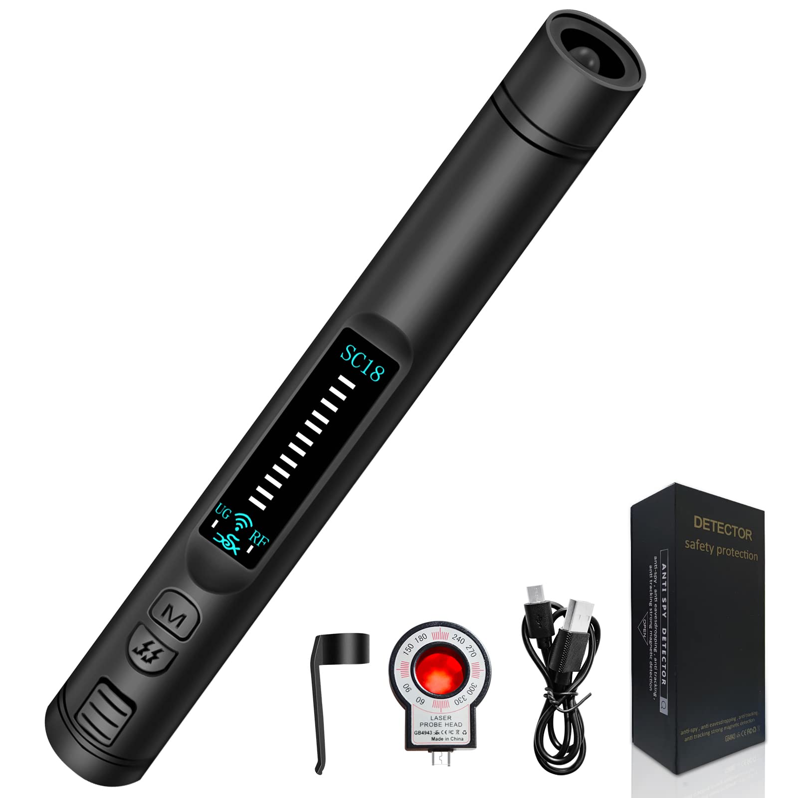 Ebarsenc Anti Spy Detector/Bug Detector Hidden Devices Detector/Hidden Camera Detectors RF Finder/GPS Tracker Detector for Spy Camera/Portable Pen Shape for Cars,Office,Home,Travel
