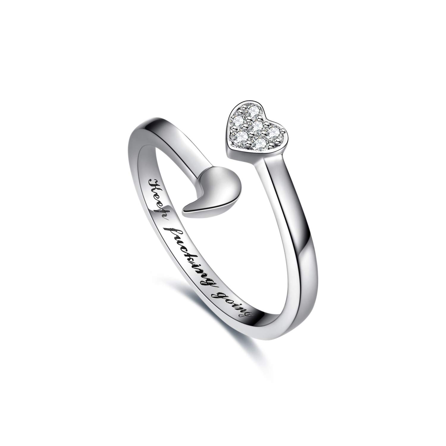 AXELUNA 925 Sterling Silver Ring Keep Going Semicolon Ring Inspirational Gifts for Women (10)