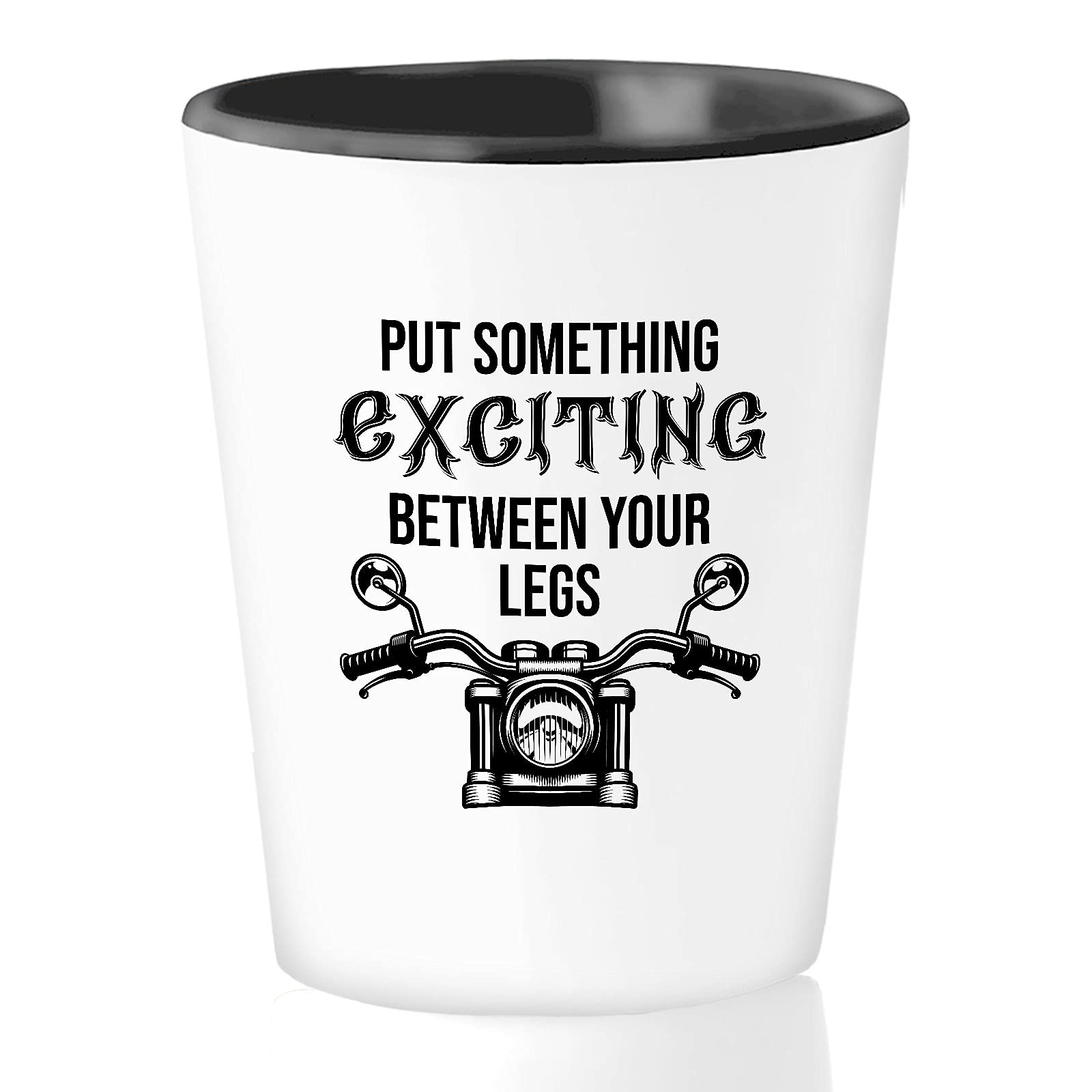 Bubble Hugs Biker Shot Glass 1.5oz White - Put Something Exciting Between Your Legs - Motorcycle Motorbike Rider Adult Humor