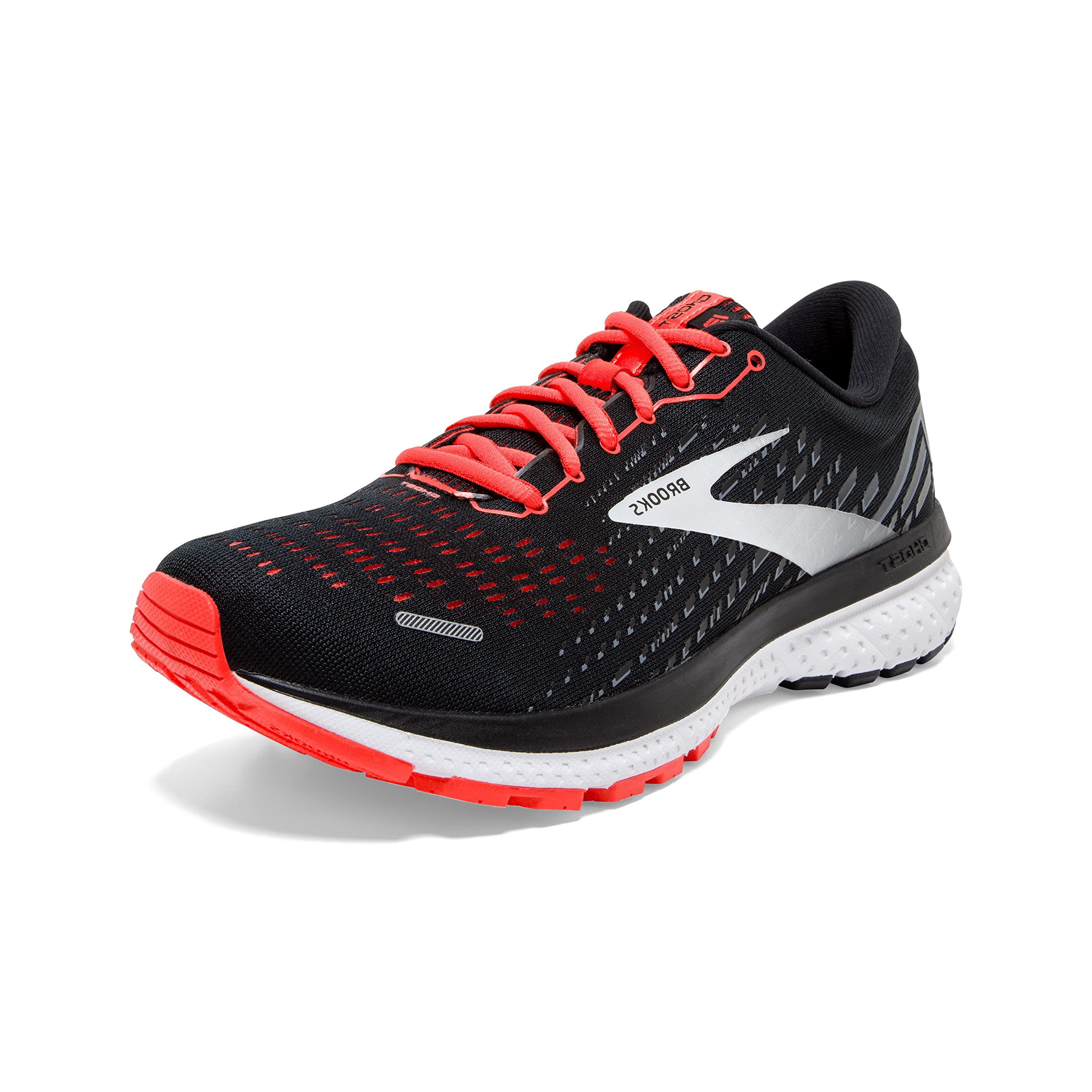 Brooks Women's Ghost 13 Running Shoe - Black/Ebony/Coral - 7 Medium