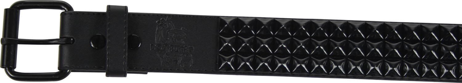 BodyPUNKS Black 3 Row Pyramid Studded Leather Belt W/Black Studs, Medium (Waist 29-33)