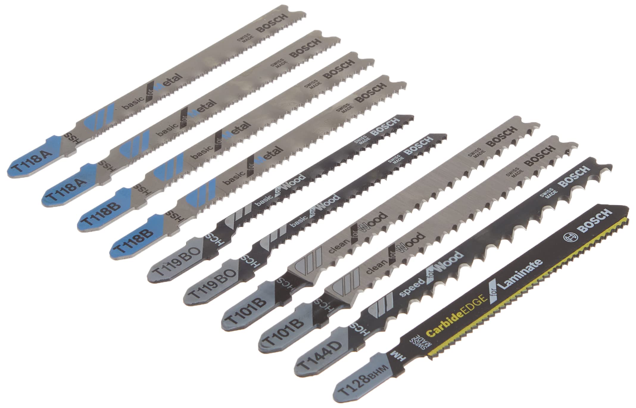 Bosch 10 pc. Laminate/Wood/Metal T-Shank Jig Saw Blade Set T10C