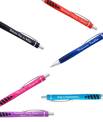 Express Pencils™ - Your Name or Imprint on our Custom Printed Addison Ballpoint Pen - Rubber Grip For Writing Comfort And Control, black ink, medium point - 12 Pack (Assorted)