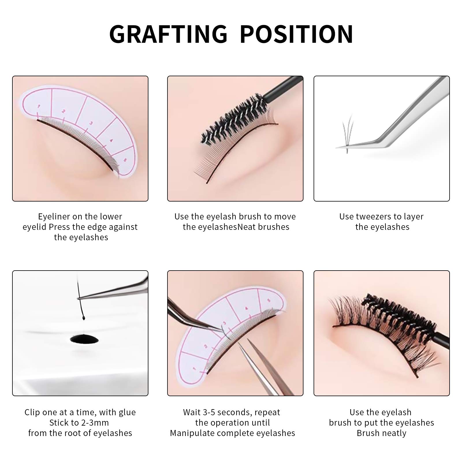 Buqikma 14PCS Lash Extension Kit with Glue Professional False Eyelashes Extension Kit Practice Exercise Glue Tool with Makeup Mannequin Head Extension Starter Kit for Makeup Practice and Graft (14PCS)